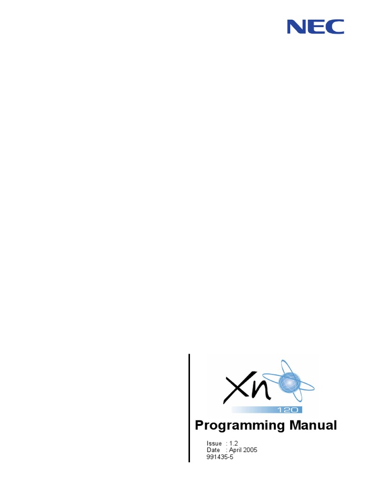 Nec XN120 Programming Manual | PDF | Ip Address | Random Access Memory