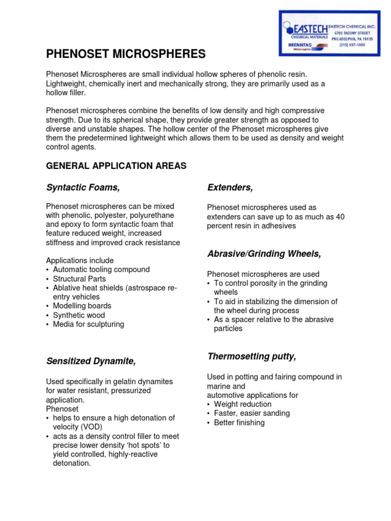 Phenoset Microspheres: Hollow Filler for Weight Reduction and Strength ...