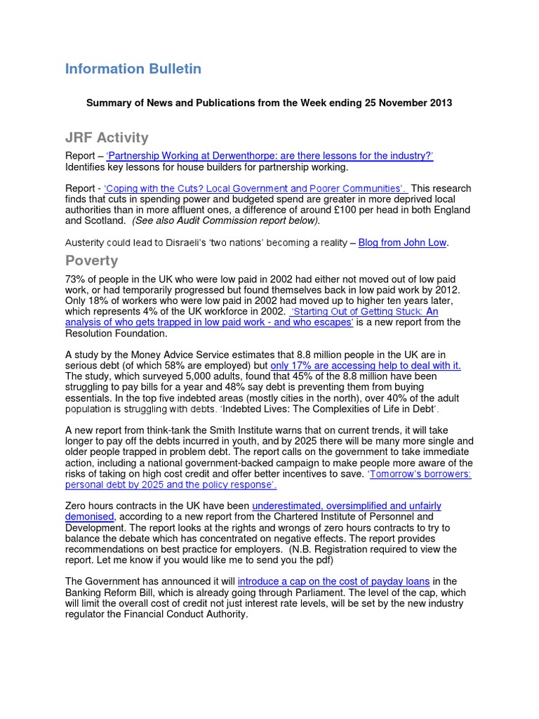 JRF/JRHT Information Bulletin 29/11 | PDF | National Health Service ...
