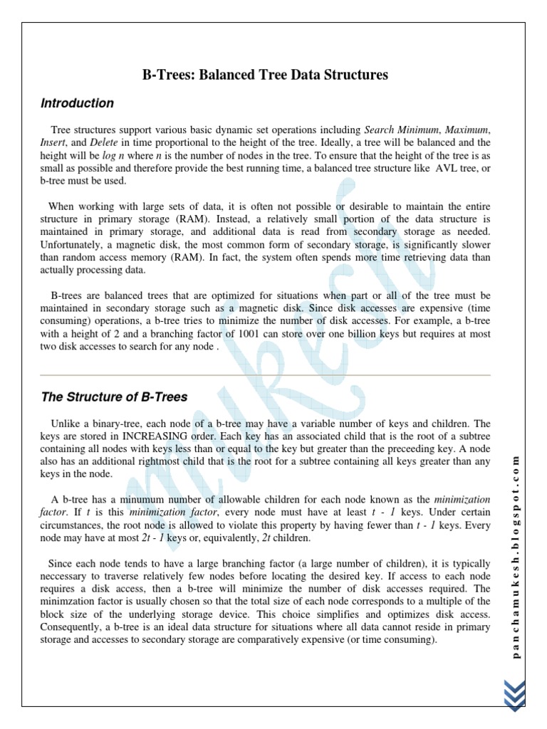 B-Trees: Balanced Tree Data Structures | PDF | Areas Of Computer ...