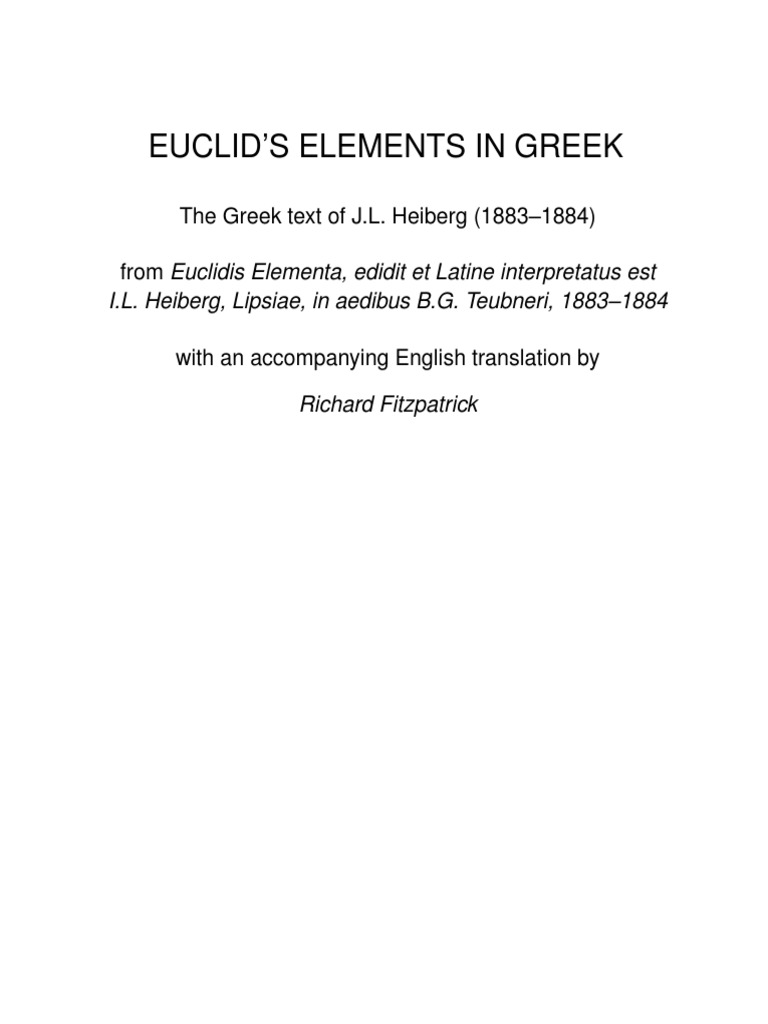 Euclid's Elements in Greek and English | PDF | Language Arts & Discipline