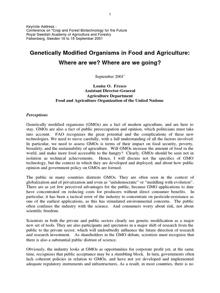 GMOs in Food and Agriculture | PDF