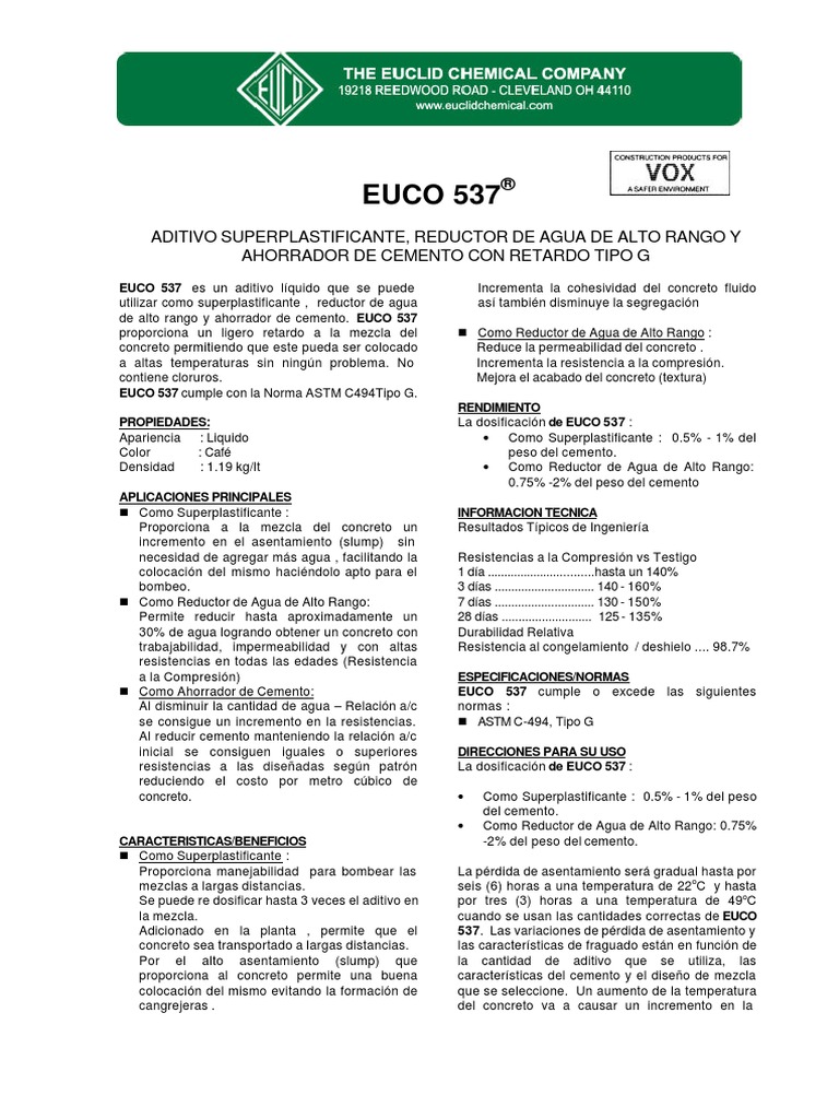 Euco 537 | PDF | Hormigón | Cemento