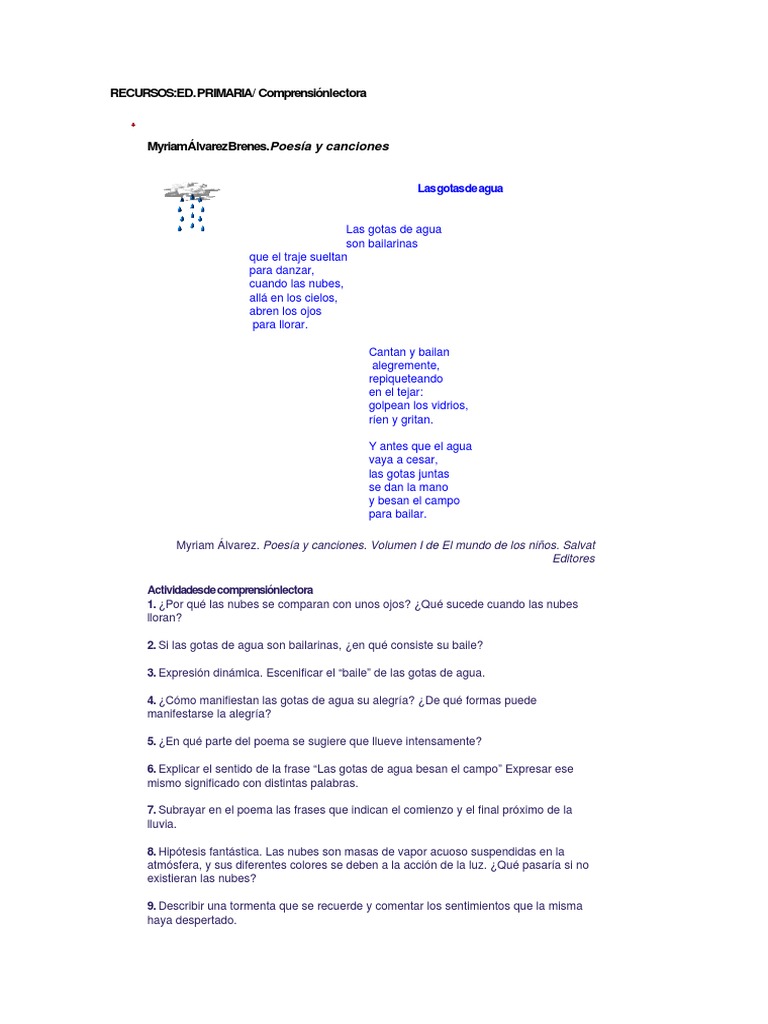 RECURSOS Comprension Lectora-Poesia y Canciones | PDF
