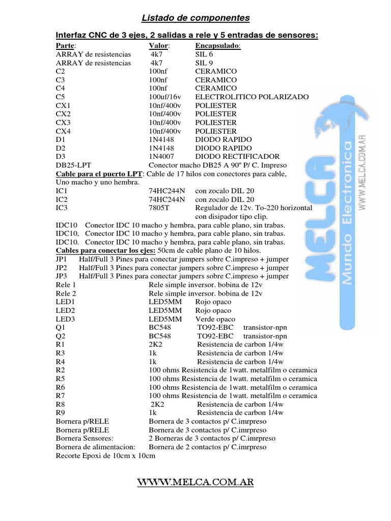 Interfaz CNC 3 Ejes y Componentes | PDF