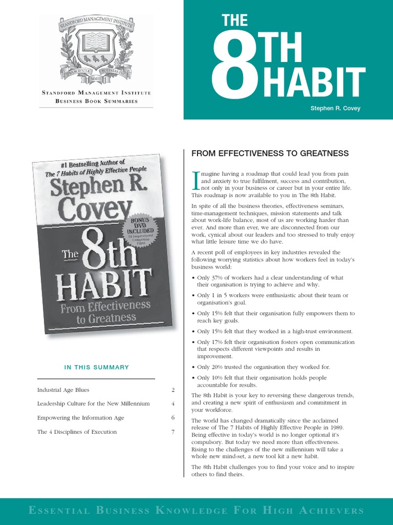 8th Habit, Stephen Covey - Stanfor Management Instute | PDF ...