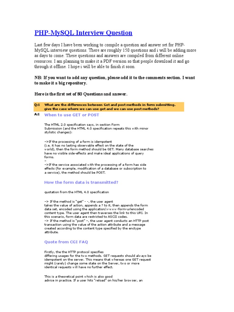 Best PHP Mysql Interview Questions and Answers by Ashutoh Kr. Azad | PDF | Apache Http Server ...