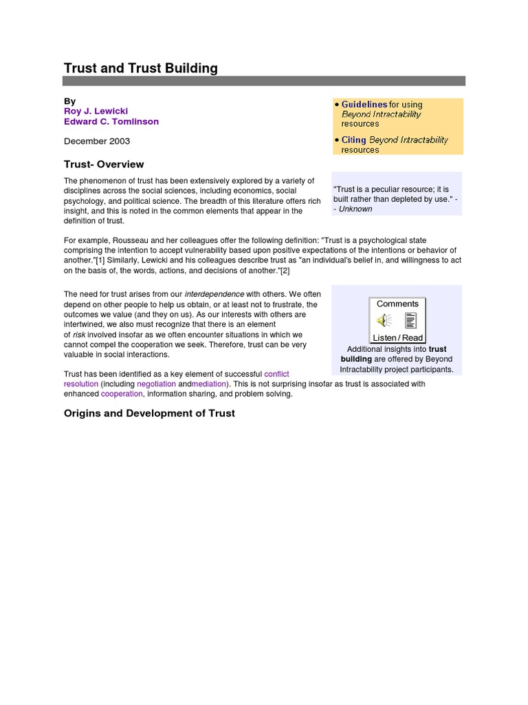 Trust - The Foundation Value in Relationship | PDF | Trust (Emotion ...