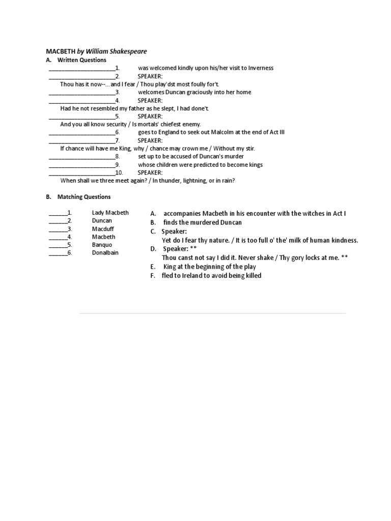MACBETH by William Shakespeare | PDF | Macbeth | Scottish People