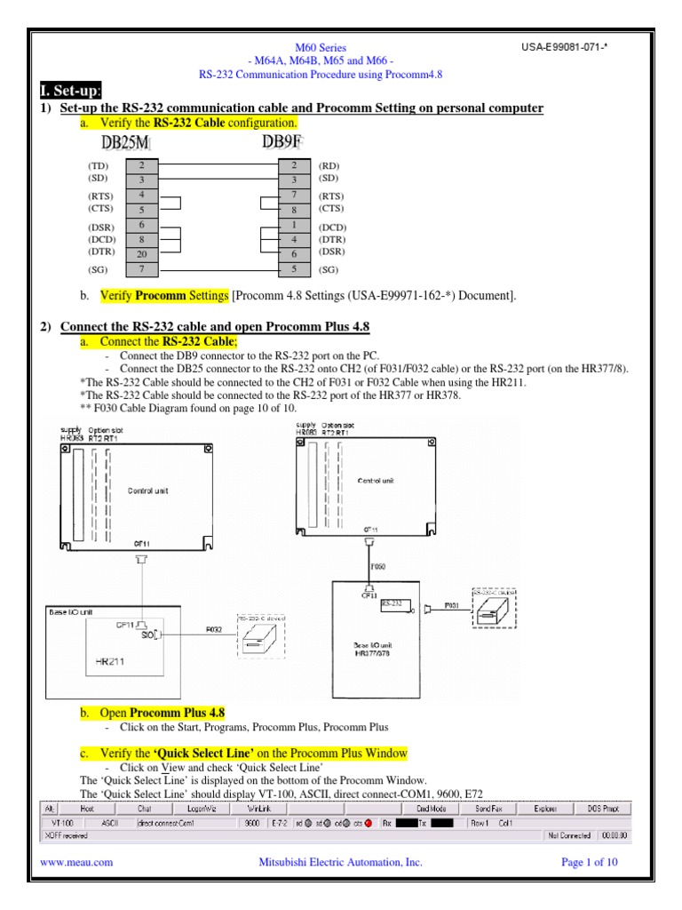 M60 RS-232 Procedure | PDF | Input/Output | Parameter (Computer Programming)