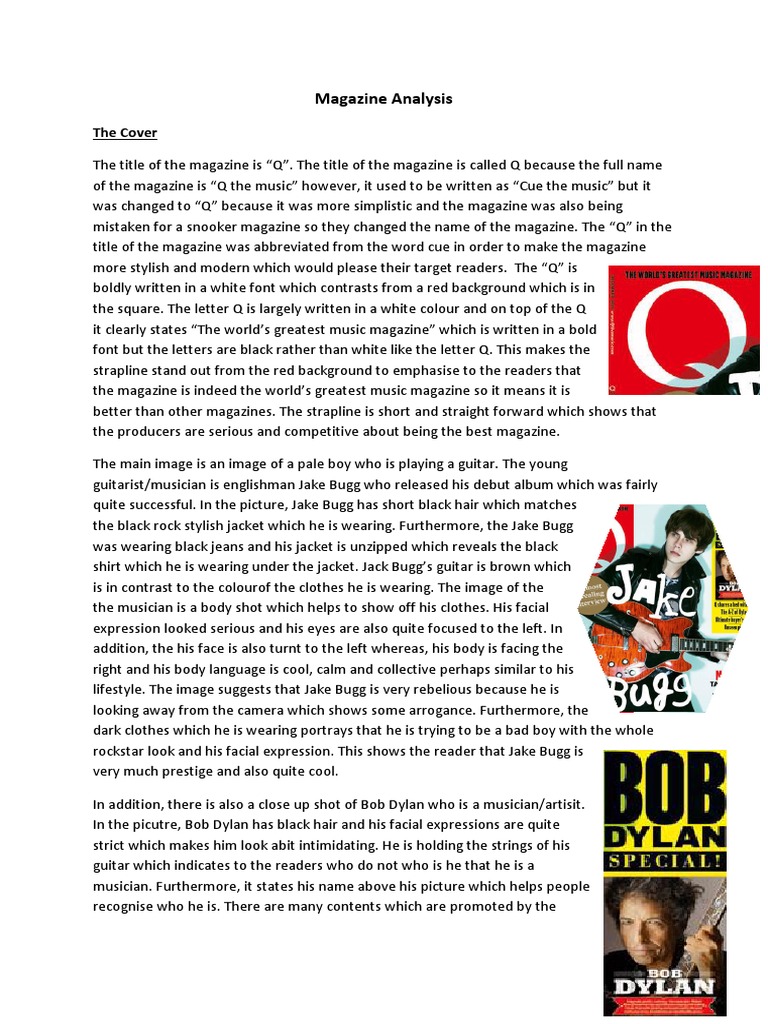 Magazine Analysis: The Cover | PDF | Leisure | Entertainment (General)