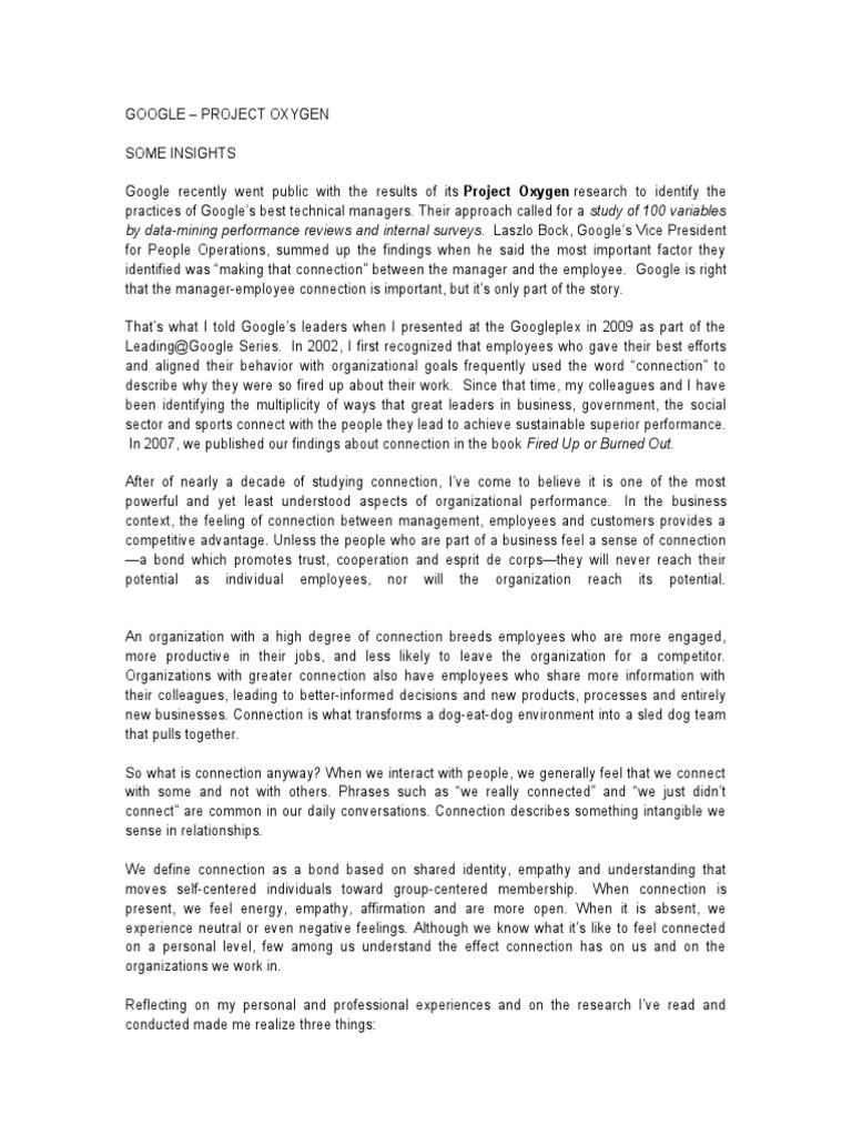 Google Oxygen - Teaching Notes | PDF