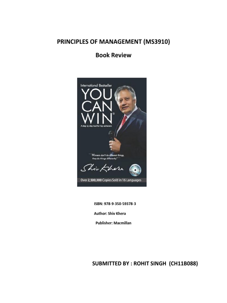 You Can Win Book Review CH11B088 | PDF | Habits | Motivation