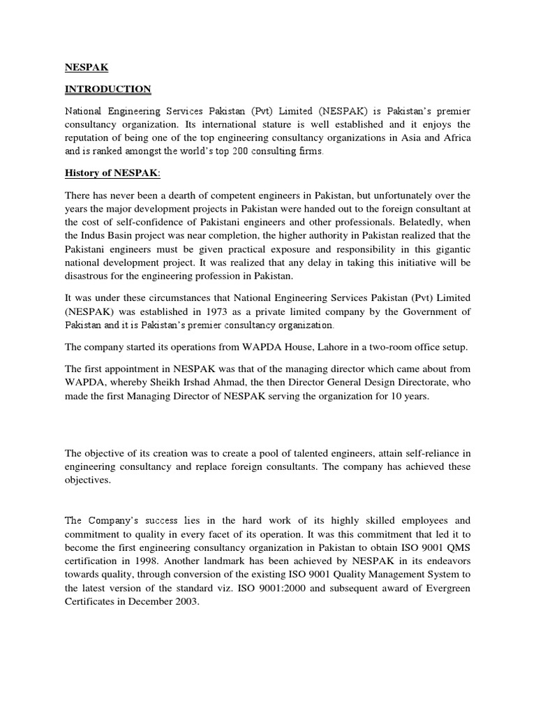 NESPAK Profile | PDF | Engineer | Engineering