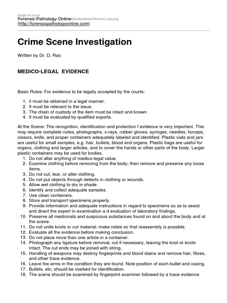 Crime Scene Investigation | PDF | Crime Scene | Forensic Science