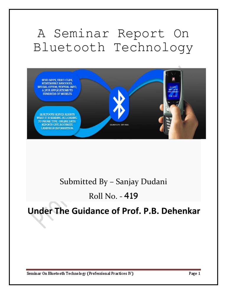 Seminar on Bluetooth Technology Overview | PDF | Bluetooth | Wireless