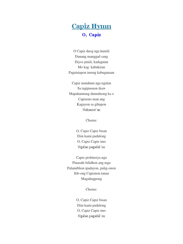 Capiz Hymn | PDF