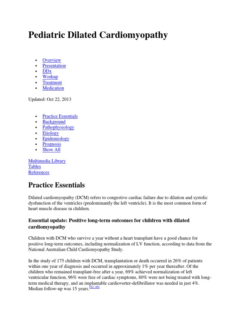 Pediatric Dilated Cardiomyopathy | PDF | Heart Failure | Heart