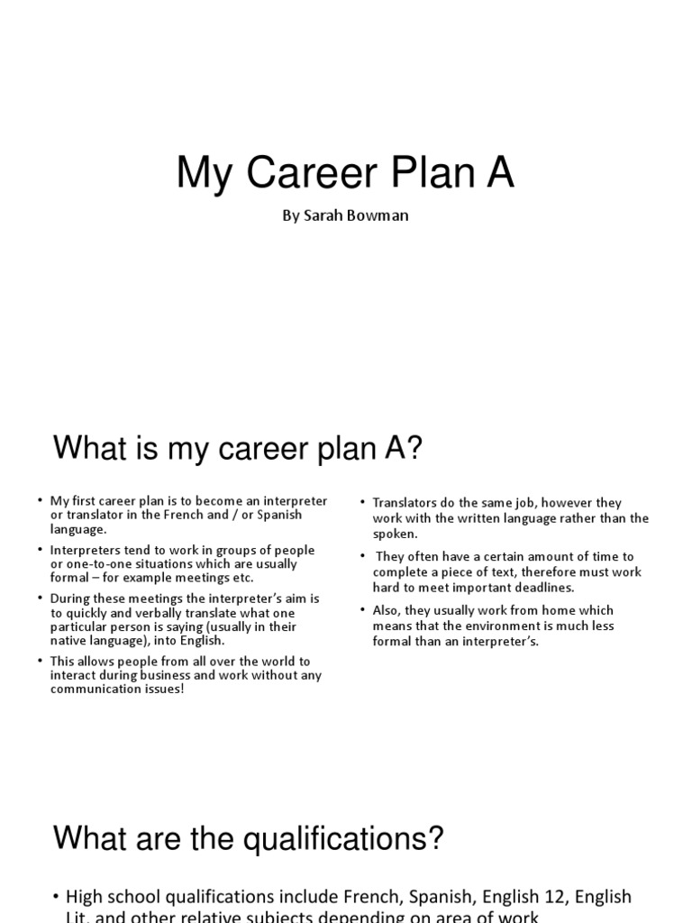 My Career Plan A | PDF