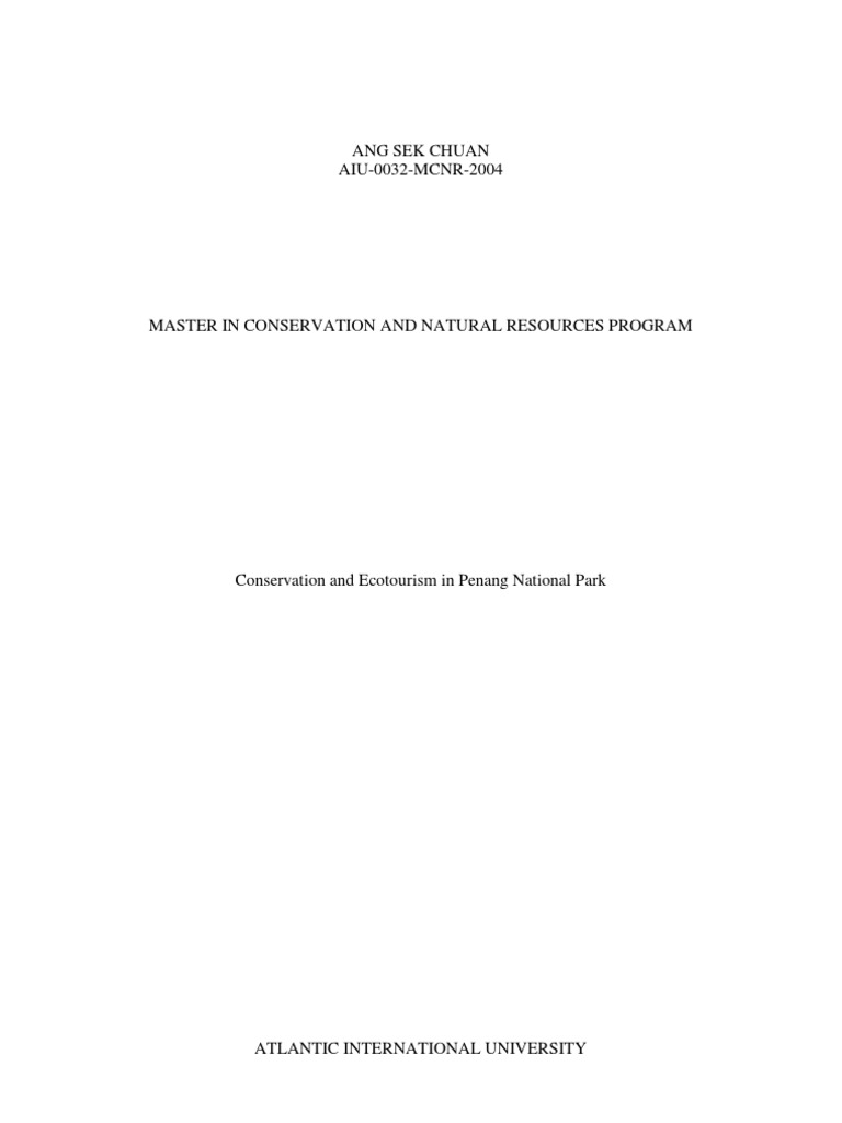 Conservation and Eco Tourism in Penang National Park | PDF | Natural ...