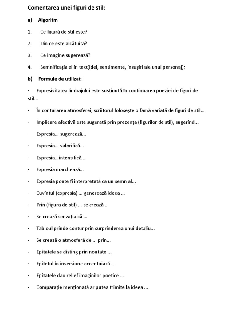 Comentarea Unei Figuri de Stil | PDF