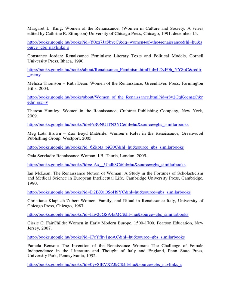 Gender Roles in Renaissance Women | PDF