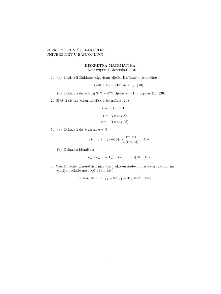 Diskretna Matematika, Zadaci | PDF