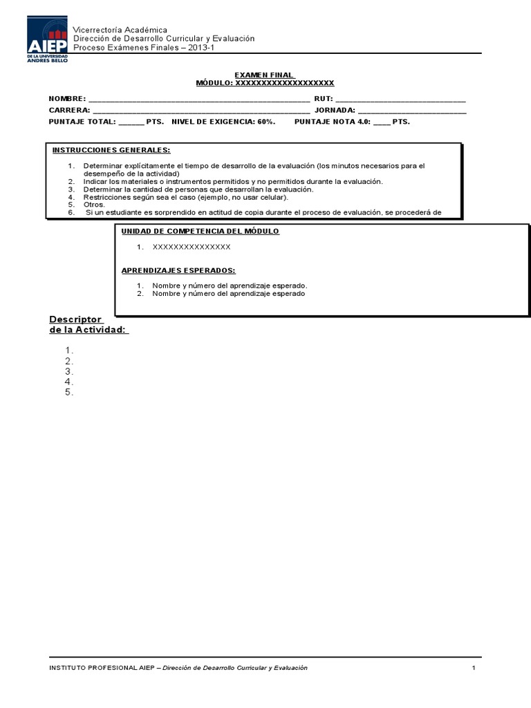 Formato Examen Final (Práctico) | PDF