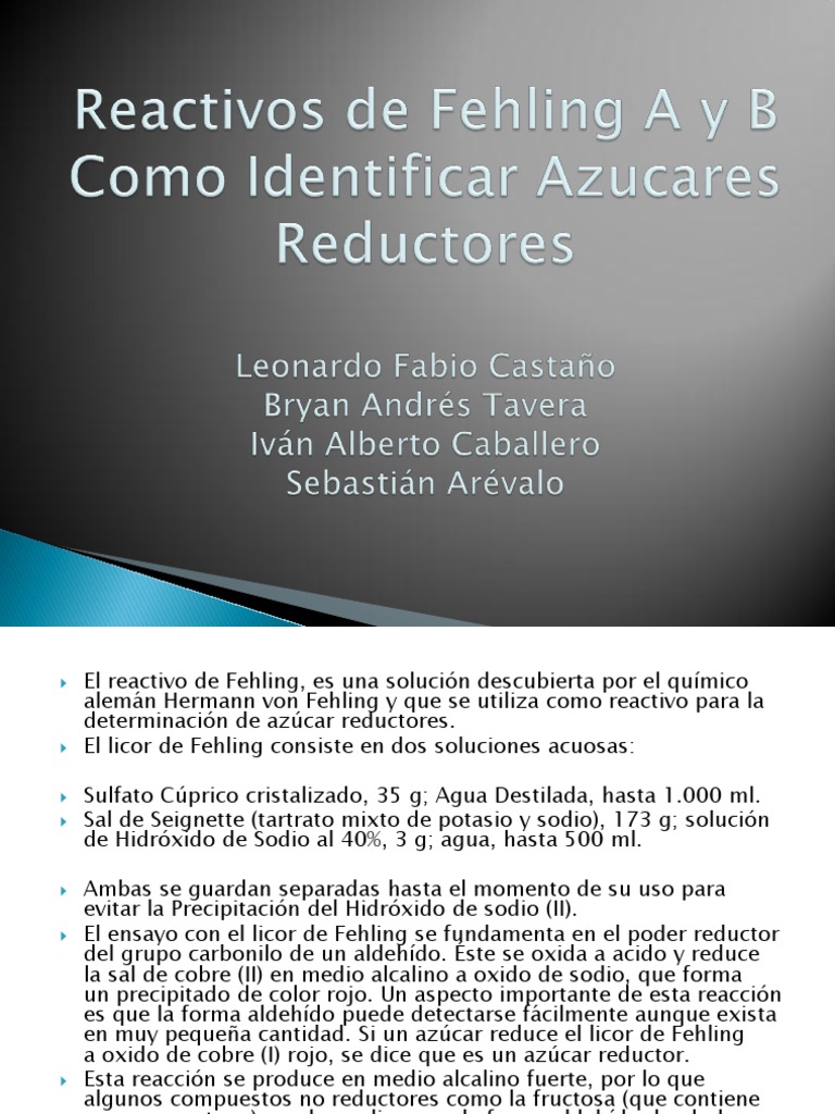 Reactivo de Fehling y Azúcares Reductores | PDF | Carbohidratos | Redox