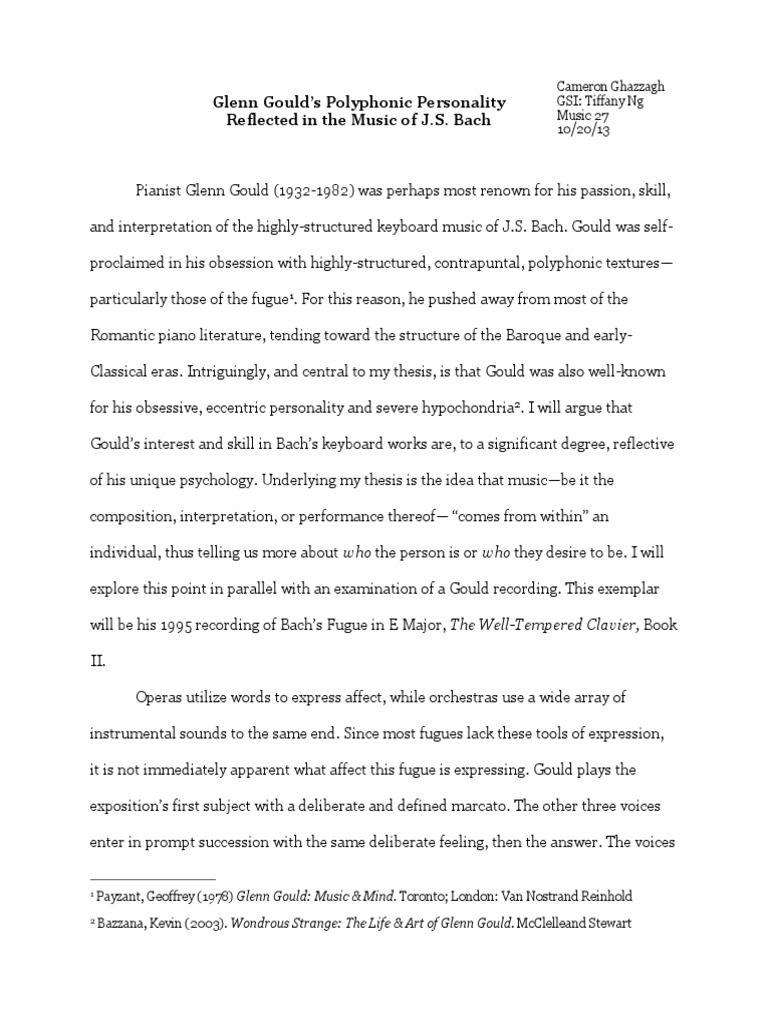 Glenn Gould: Bach's Polyphonic Genius | PDF | Johann Sebastian Bach ...
