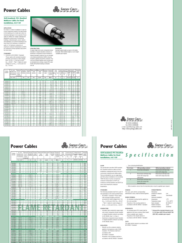 Cable Sizes | PDF | Cable | Insulator (Electricity)