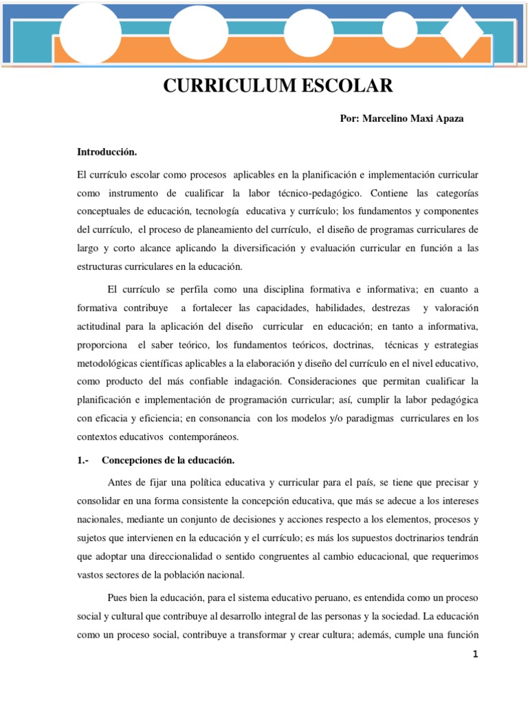 Curriculum Escolar | Plan de estudios | Tecnologia Educacional