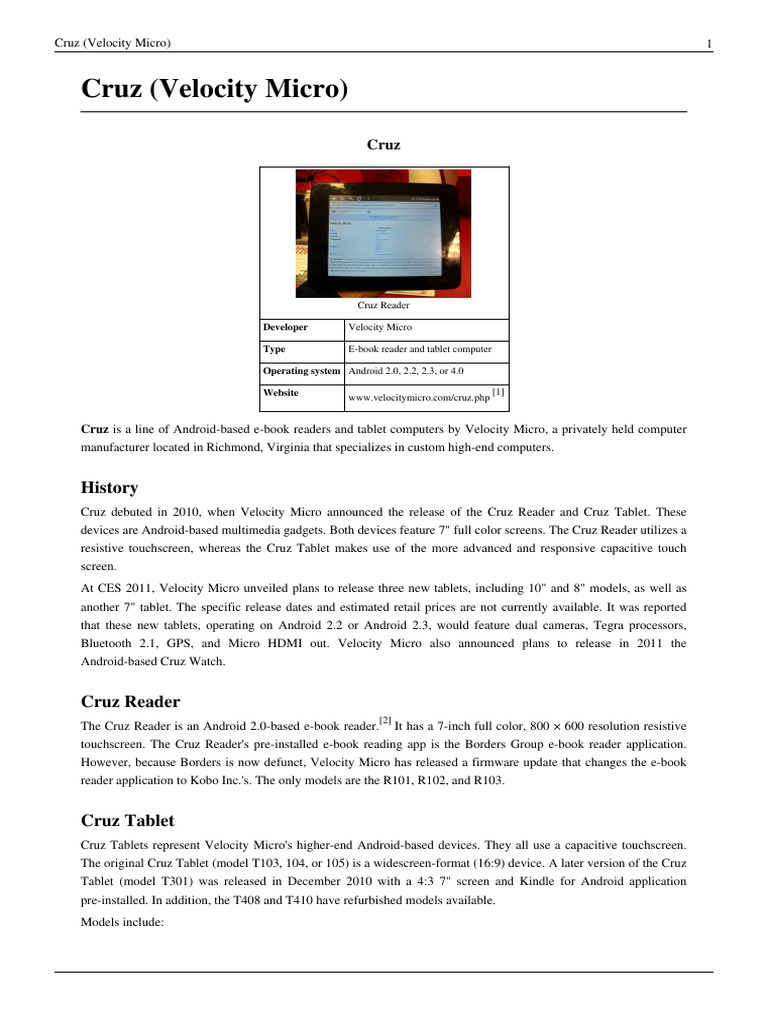 Cruz (Velocity Micro) Tablets Guide | PDF | Portable Electronics ...