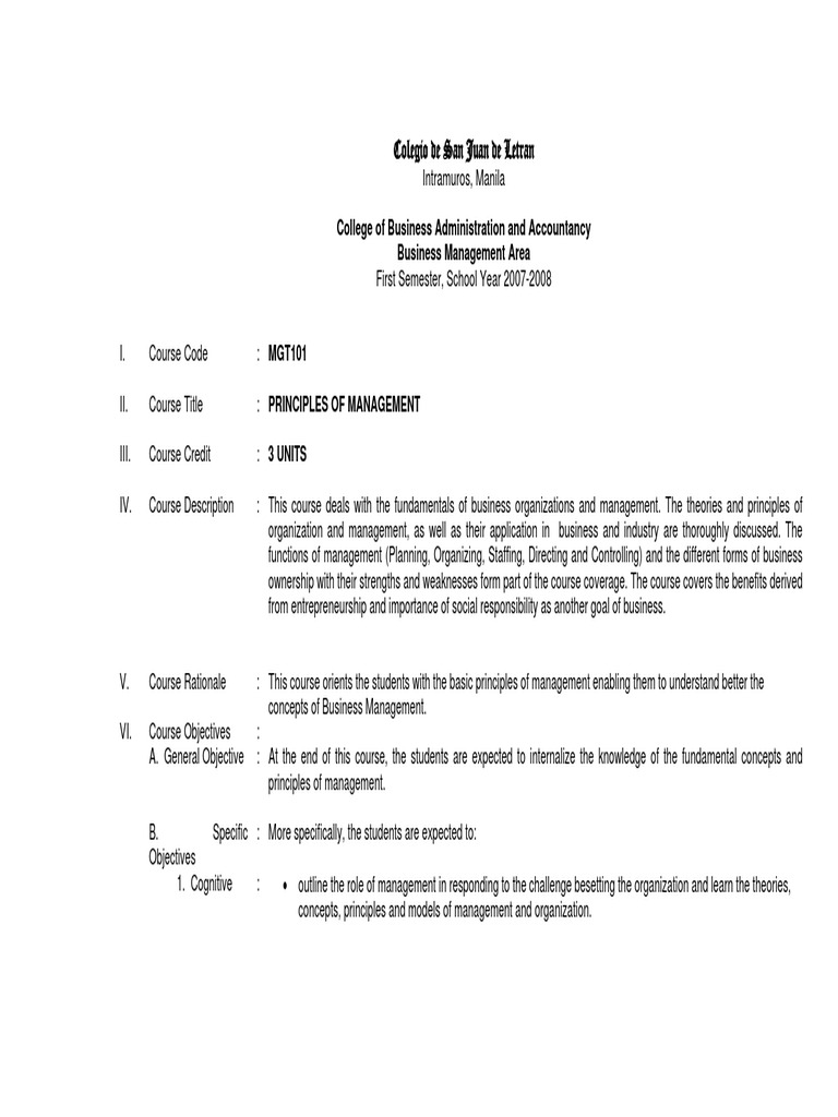 Principles of Management Overview | PDF | Organizational Structure ...