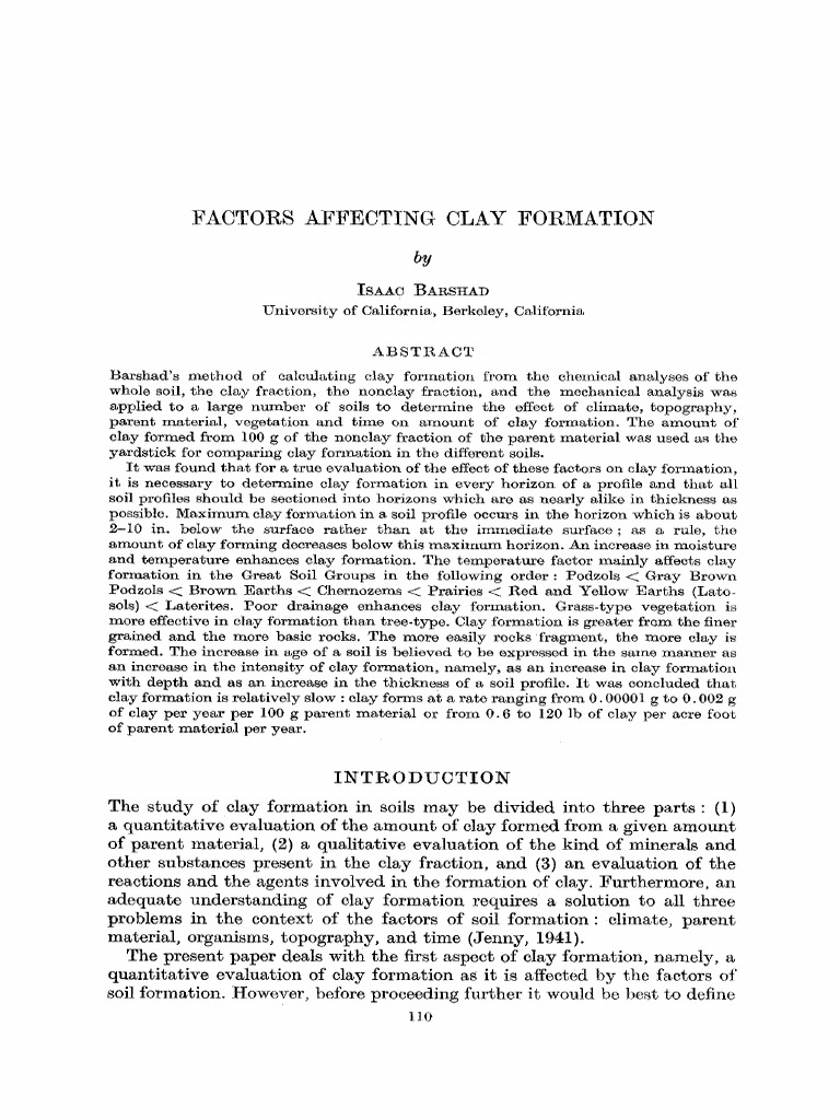 Factors Affecting Clay Formation | Download Free PDF | Soil | Rock ...