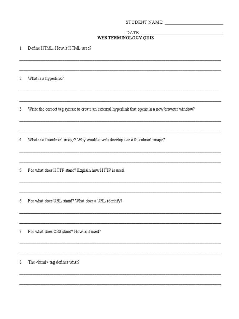 Fundamentals of Web Design Quiz | PDF