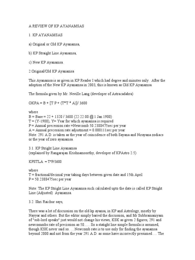 An In-Depth Examination of Different KP Ayanamsa Calculation Methods ...