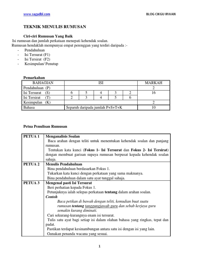 Teknik Menulis Rumusan | PDF