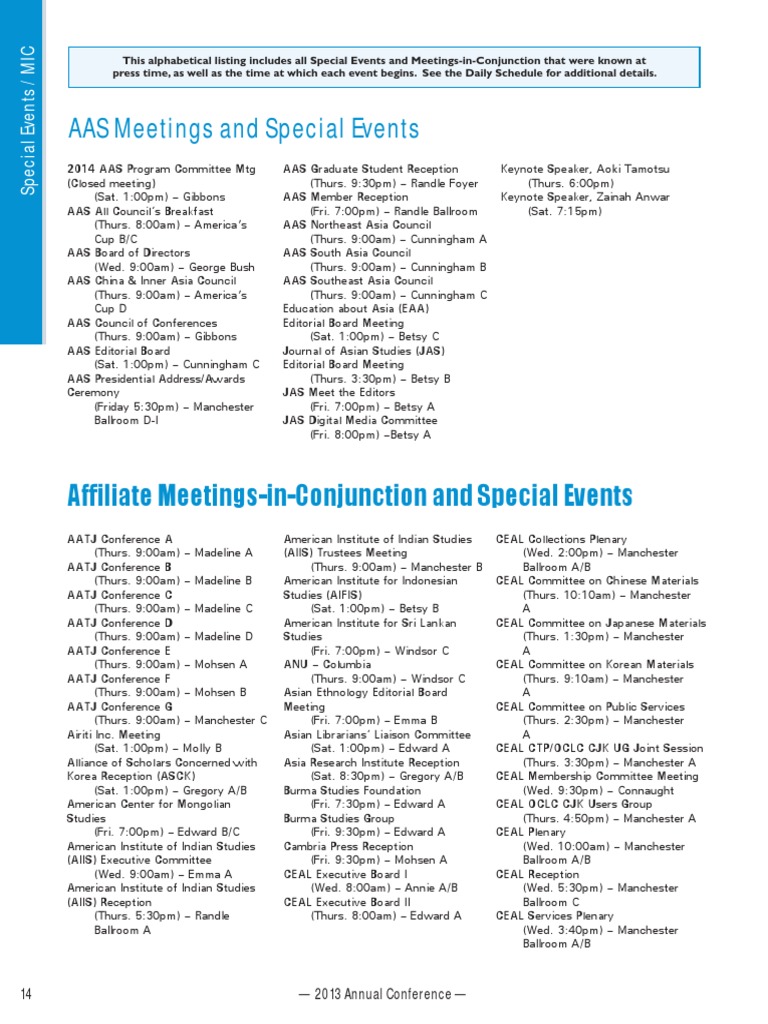 AAS Meetings and Special Events: - 2013 Annual Conference - 14 | PDF ...