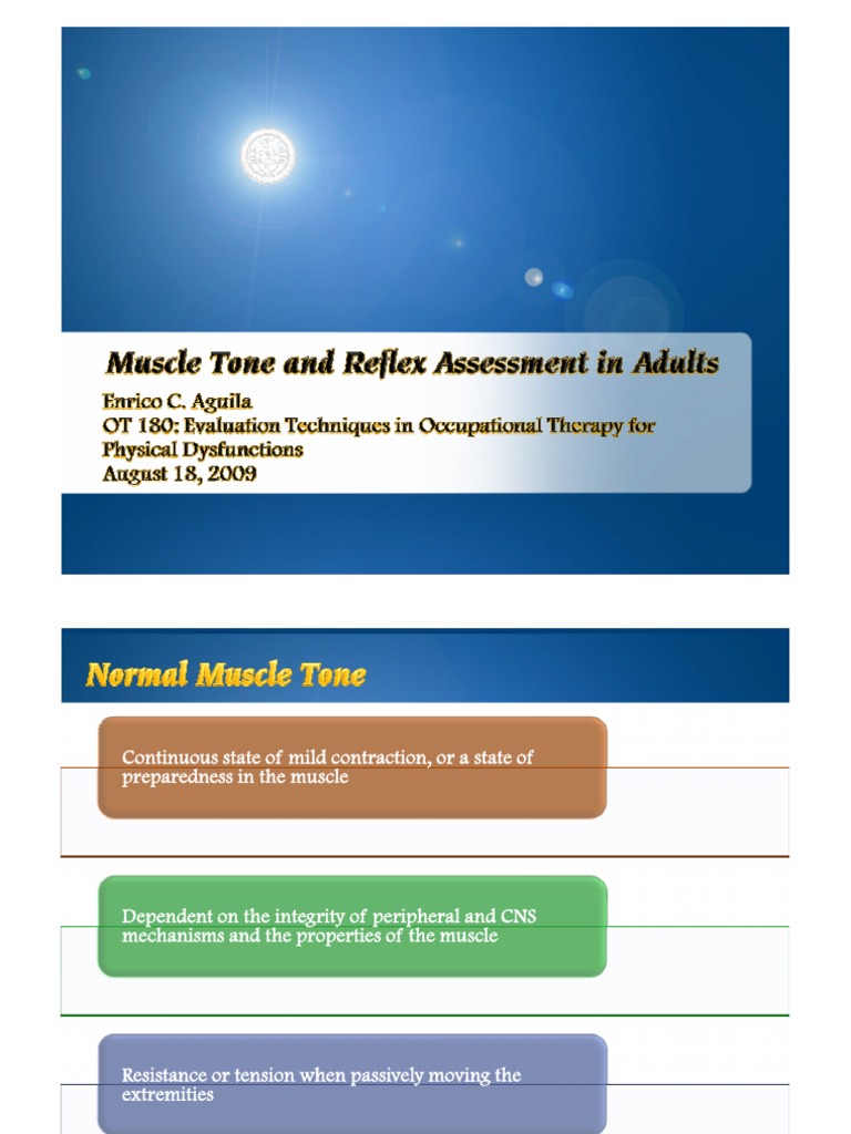Muscle Tone and Reflex Assessment | PDF | Musculoskeletal System | Medicine