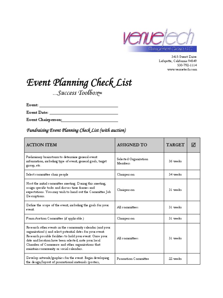 Fundraising Event Planning Checklist | PDF | Auction | Fundraising