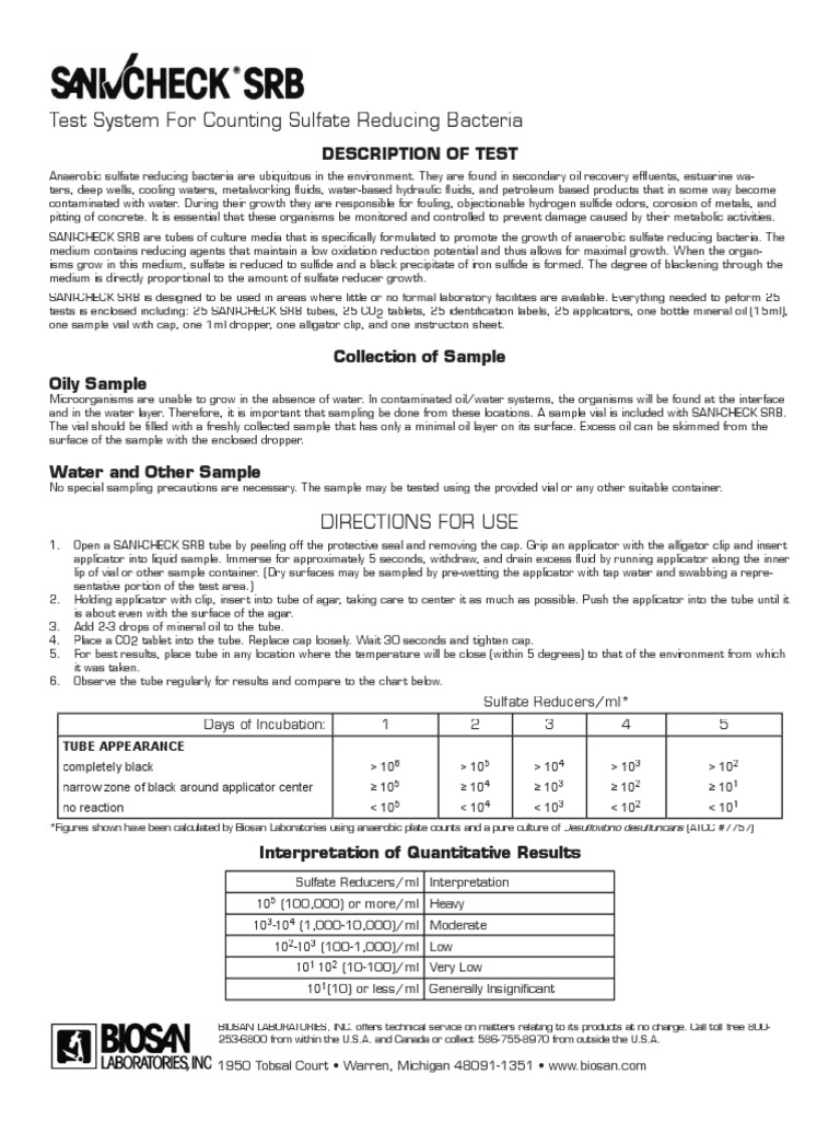 SRB Test Instructions | PDF | Water | Chemical Substances