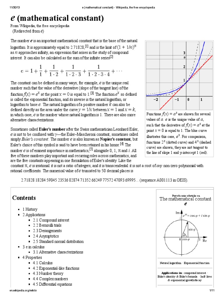 e (Mathematical Constant) | Numbers | Mathematical Objects