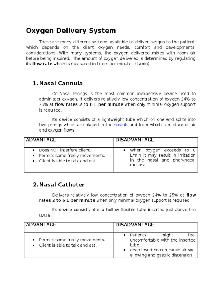 Oxygen Delivery System | PDF | Breathing | Oxygen
