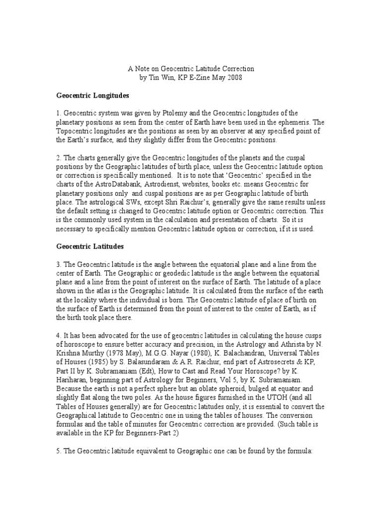 Geocentric Latitude Correction Explained | PDF