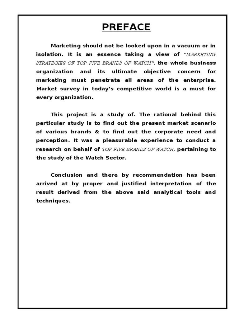 Preface: Strategies of Top Five Brands of Watch" | PDF | Economies ...