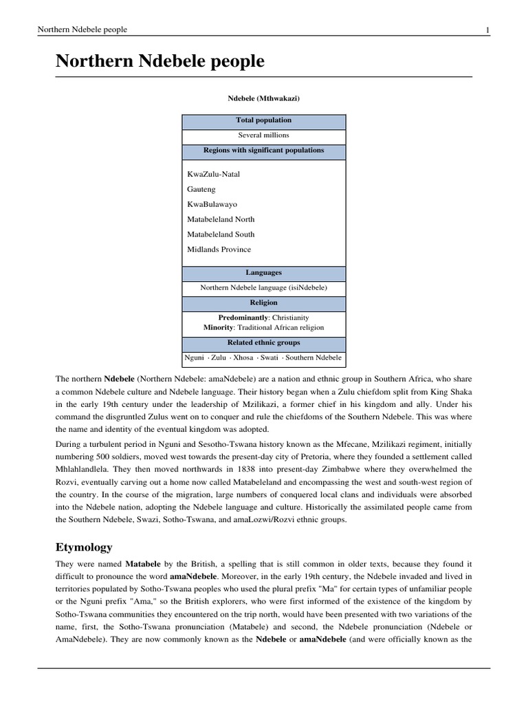 Northern Ndebele People | PDF | Bantu | Zimbabwe