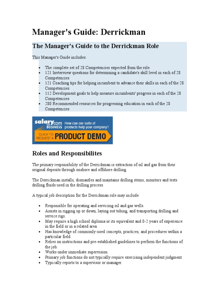 Derickman Competencies | PDF | Drilling Rig | Geotechnical Engineering