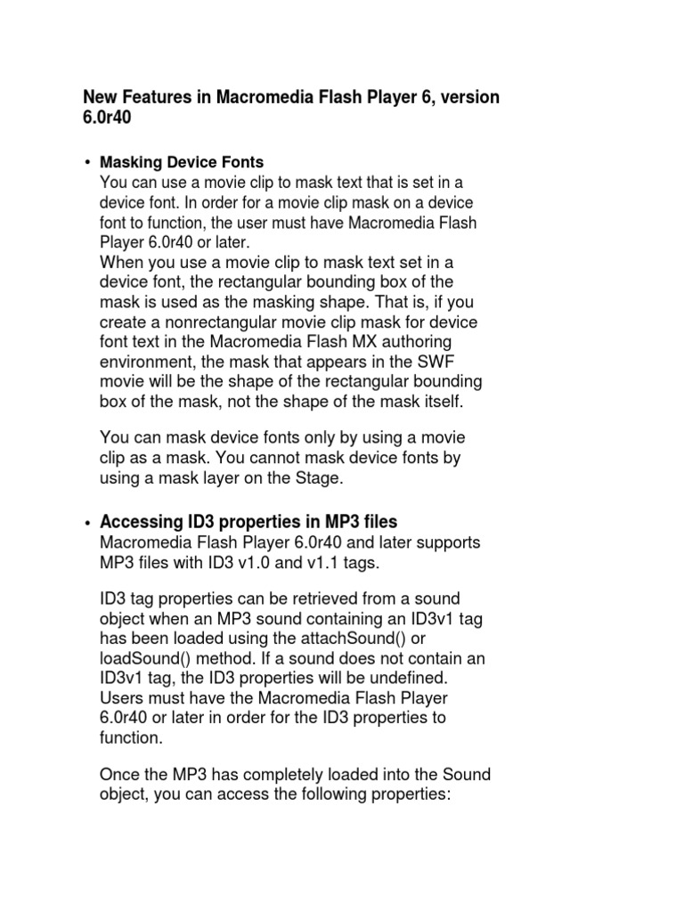 New Features in Macromedia Flash Player 6 | Download Free PDF | Adobe ...