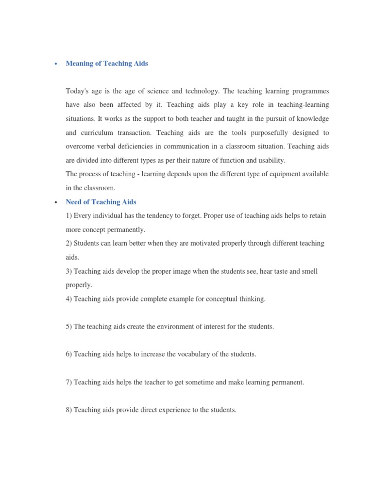 Teaching Aids | PDF | Teachers | Psychological Concepts